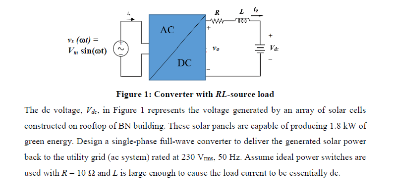 Solved Figure 1: Converter with RL-source load The dc | Chegg.com