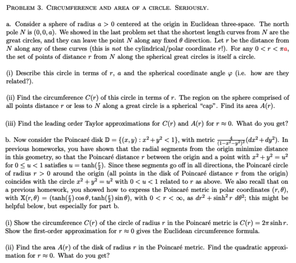 Solved PROBLEM 3. CIRCUMFERENCE AND AREA OF A CIRCLE. | Chegg.com