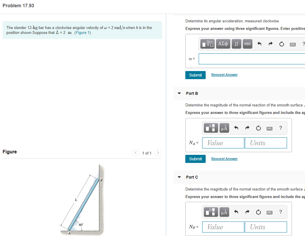 Solved Problem 17.93 Determine its angular acceleration, | Chegg.com