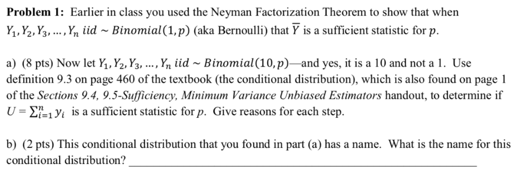 Solved Problem 1 Earlier In Class You Used The Neyman