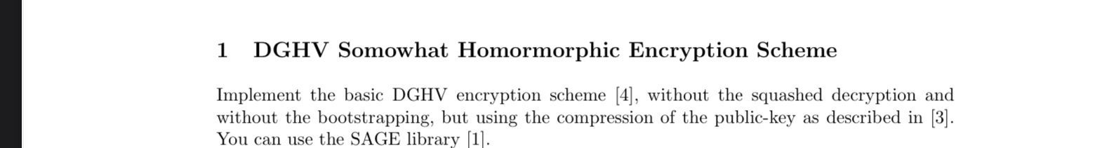 Solved 1 DGHV Somowhat Homormorphic Encryption Scheme | Chegg.com