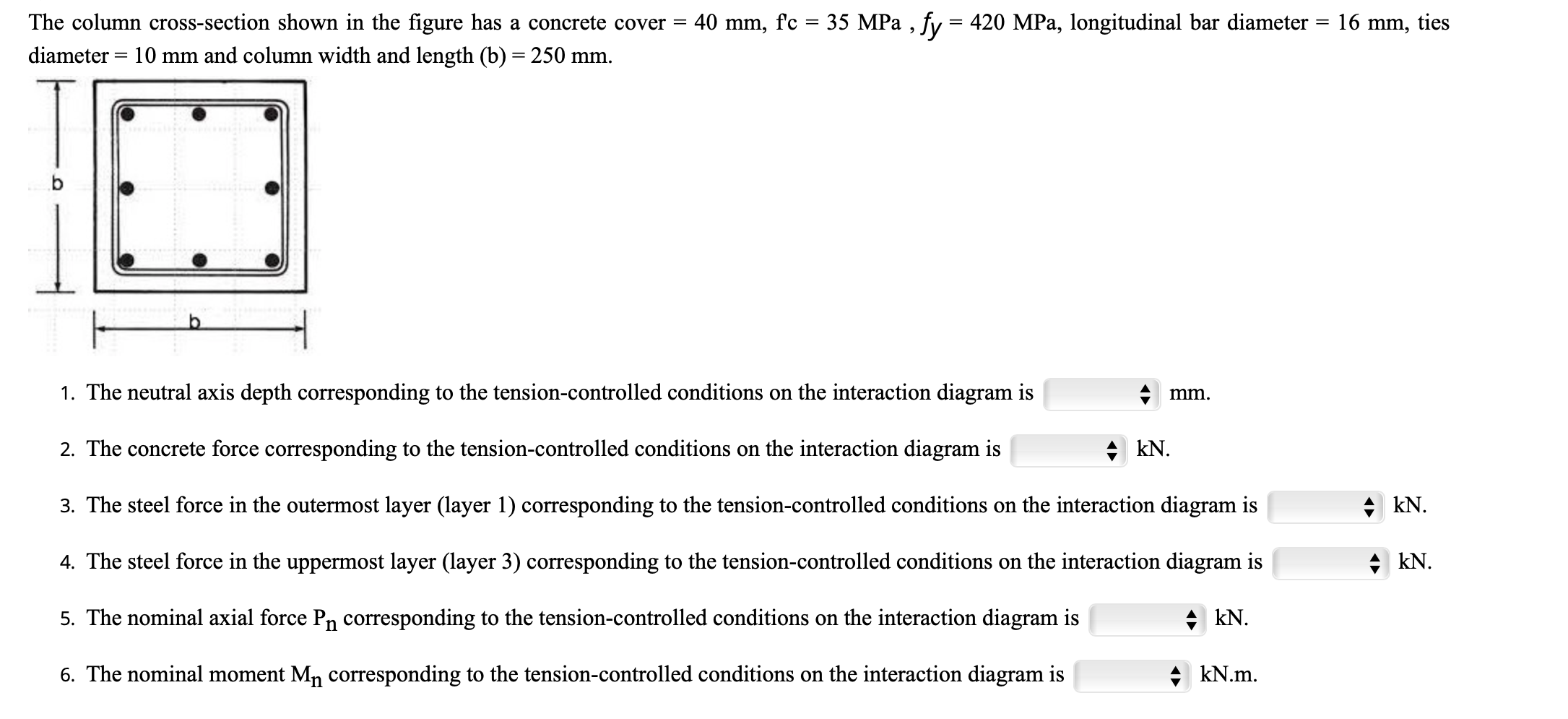 Solved The column cross-section shown in the figure has a | Chegg.com