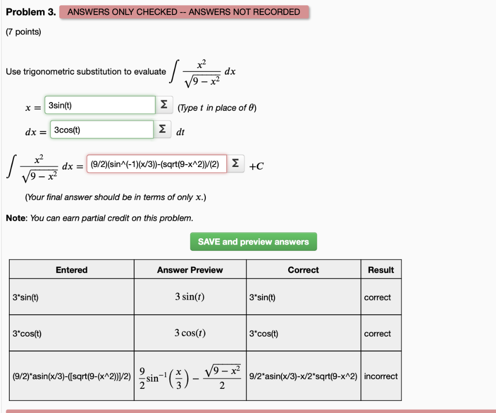 Solved Problem 3. ANSWERS ONLY CHECKED -- ANSWERS NOT | Chegg.com