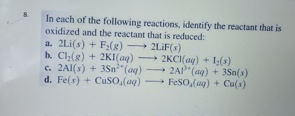 Solved 00 In each of the following reactions, identify the | Chegg.com