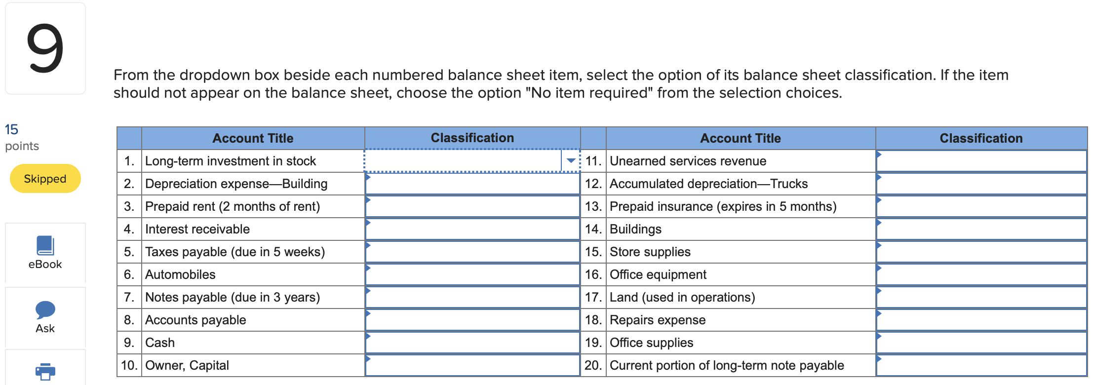 Solved rom the dropdown box beside each numbered balance | Chegg.com