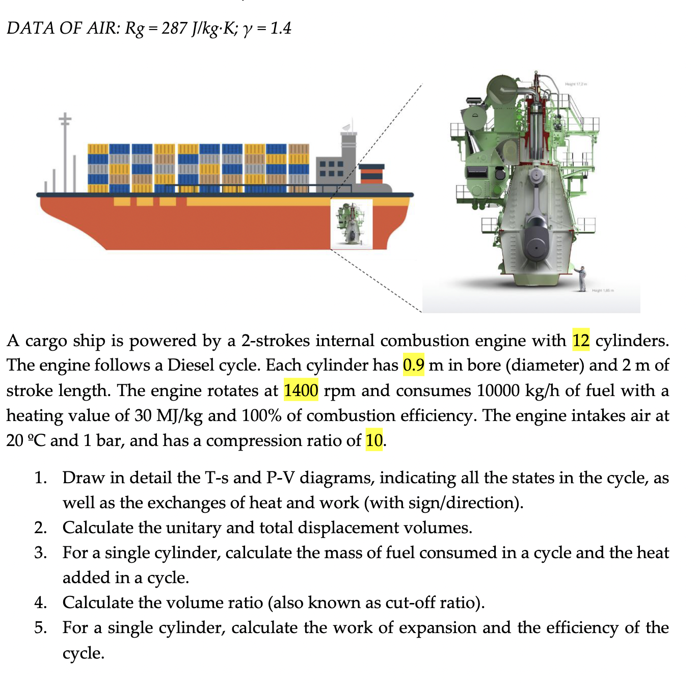DATA OF AIR: Rg=287 J/kg⋅K;γ=1.4 A cargo ship is | Chegg.com