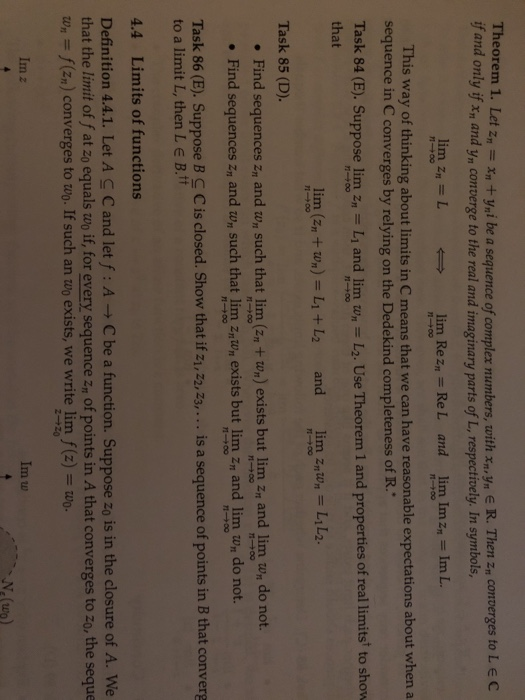 Solved Theorem 1. Let zn yri be a sequence of complex | Chegg.com