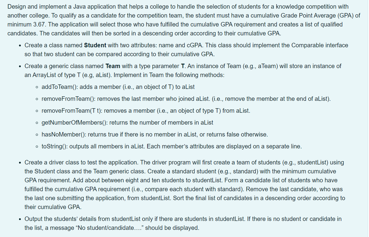 Solved Please use Java to do this question below, and please | Chegg.com