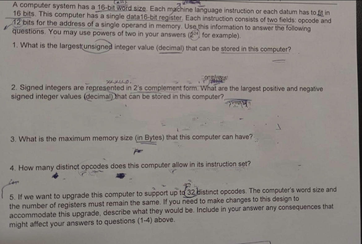 Solved A computer system has a 16-bit word size. Each | Chegg.com