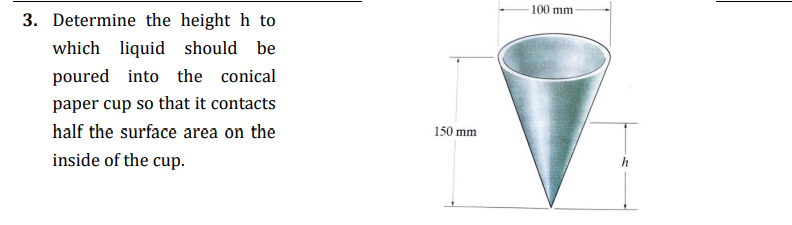 Solved 3. Determine the height h to which liquid should be | Chegg.com