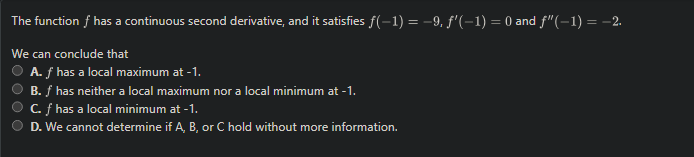 Solved The function f has a continuous second derivative, | Chegg.com