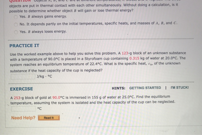 Solved EXAMPLE 11.3 Finding a Specific Heat GOAL Solve a | Chegg.com