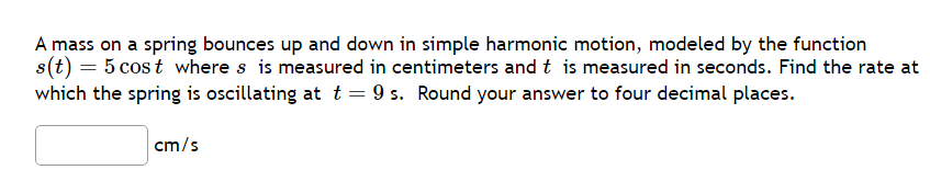 Solved A mass on a spring bounces up and down in simple | Chegg.com