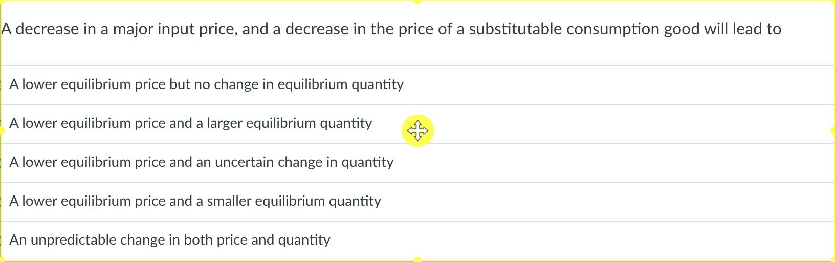 Solved A decrease in a major input price, and a decrease in | Chegg.com