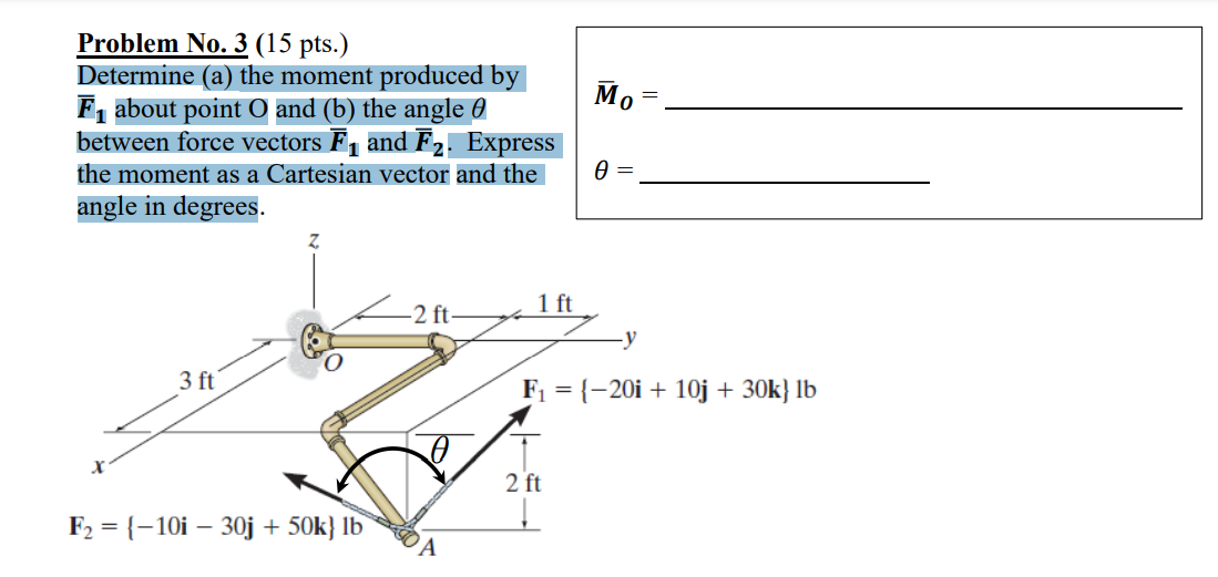 Solved Problem No. 3 (15 pts.) Determine (a) the moment | Chegg.com
