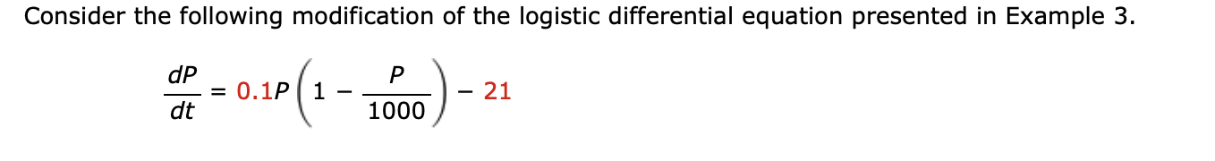 Solved Consider the following modification of the logistic | Chegg.com