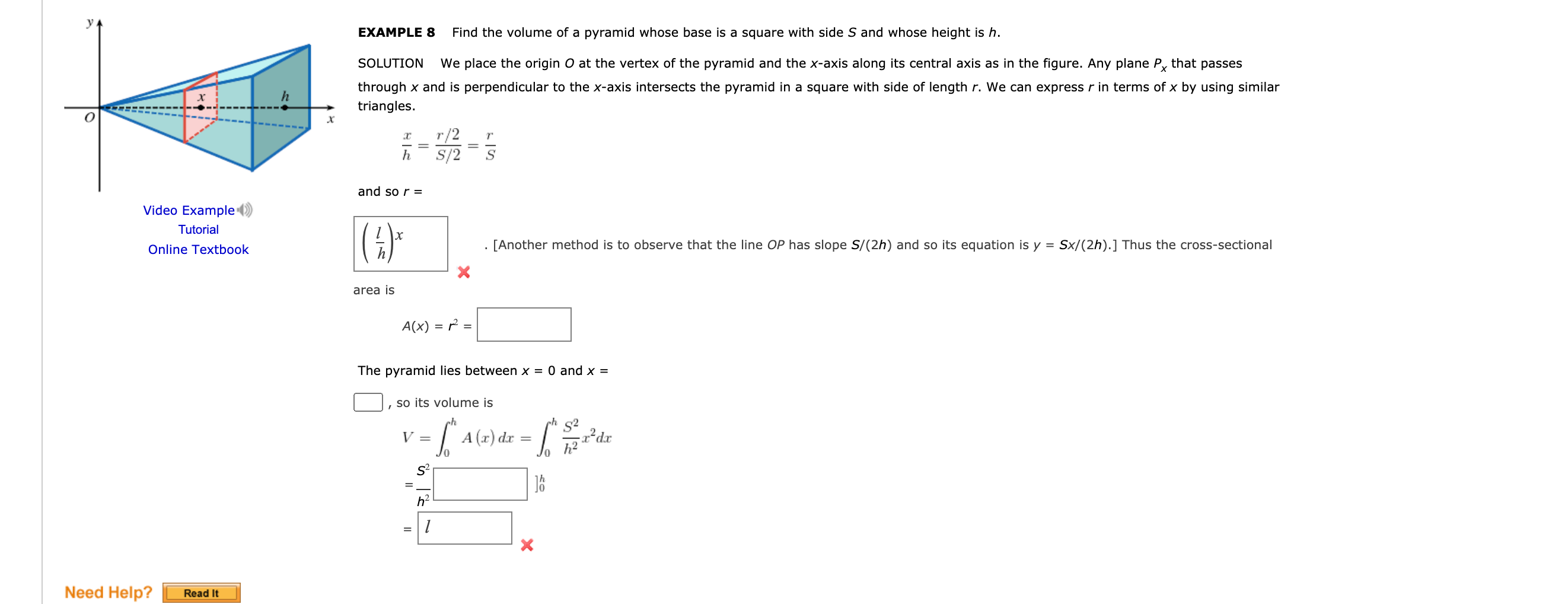 Solved EXAMPLE 8 Find the volume of a pyramid whose base is | Chegg.com