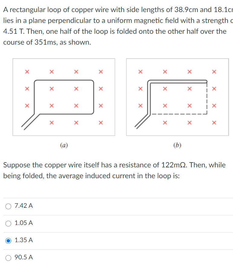 Solved A rectangular loop of copper wire with side lengths | Chegg.com
