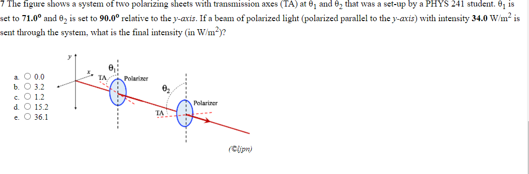 Solved 7 The figure shows a system of two polarizing sheets | Chegg.com