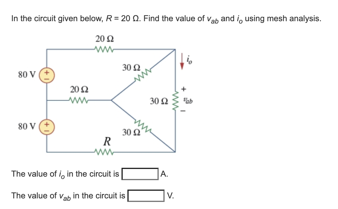 Solved In the circuit given below, R = 20 12. Find the value | Chegg.com