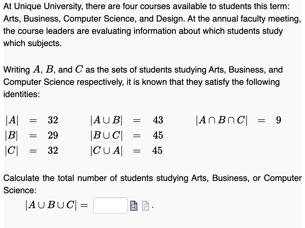 Solved At Unique University, there are four courses | Chegg.com
