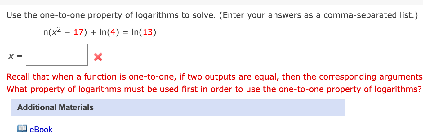 Solved Use the one-to-one property of logarithms to solve. | Chegg.com