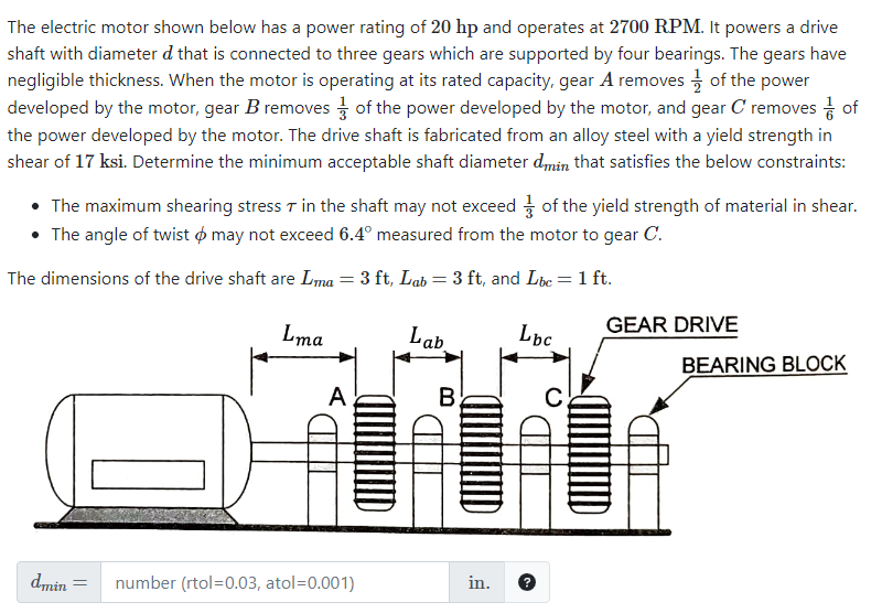 Solved The electric motor shown below has a power rating of | Chegg.com