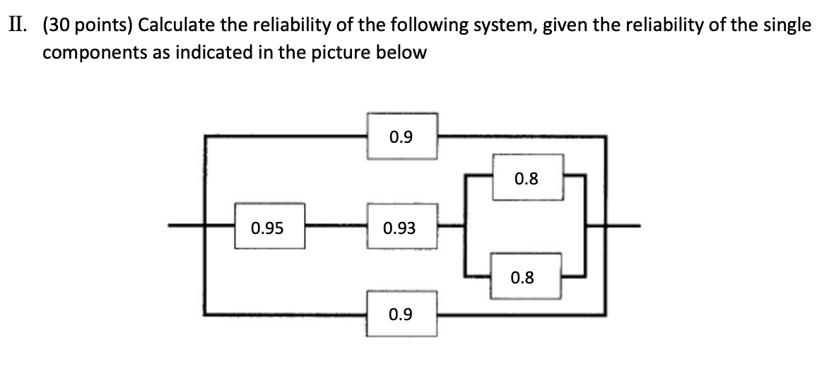 Solved II. (30 points) Calculate the reliability of the | Chegg.com
