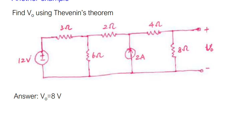 Solved Find V0 using Thevenin's theorem Answer: V0=8 V | Chegg.com