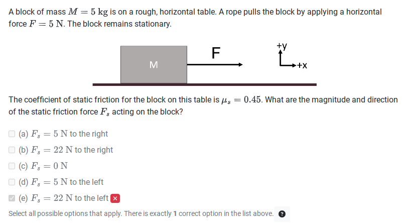 Solved A block of mass M=5 kg is on a rough, horizontal | Chegg.com