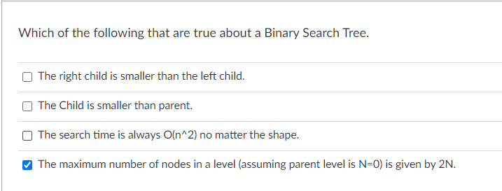 Solved Which of the following that are true about a Binary | Chegg.com