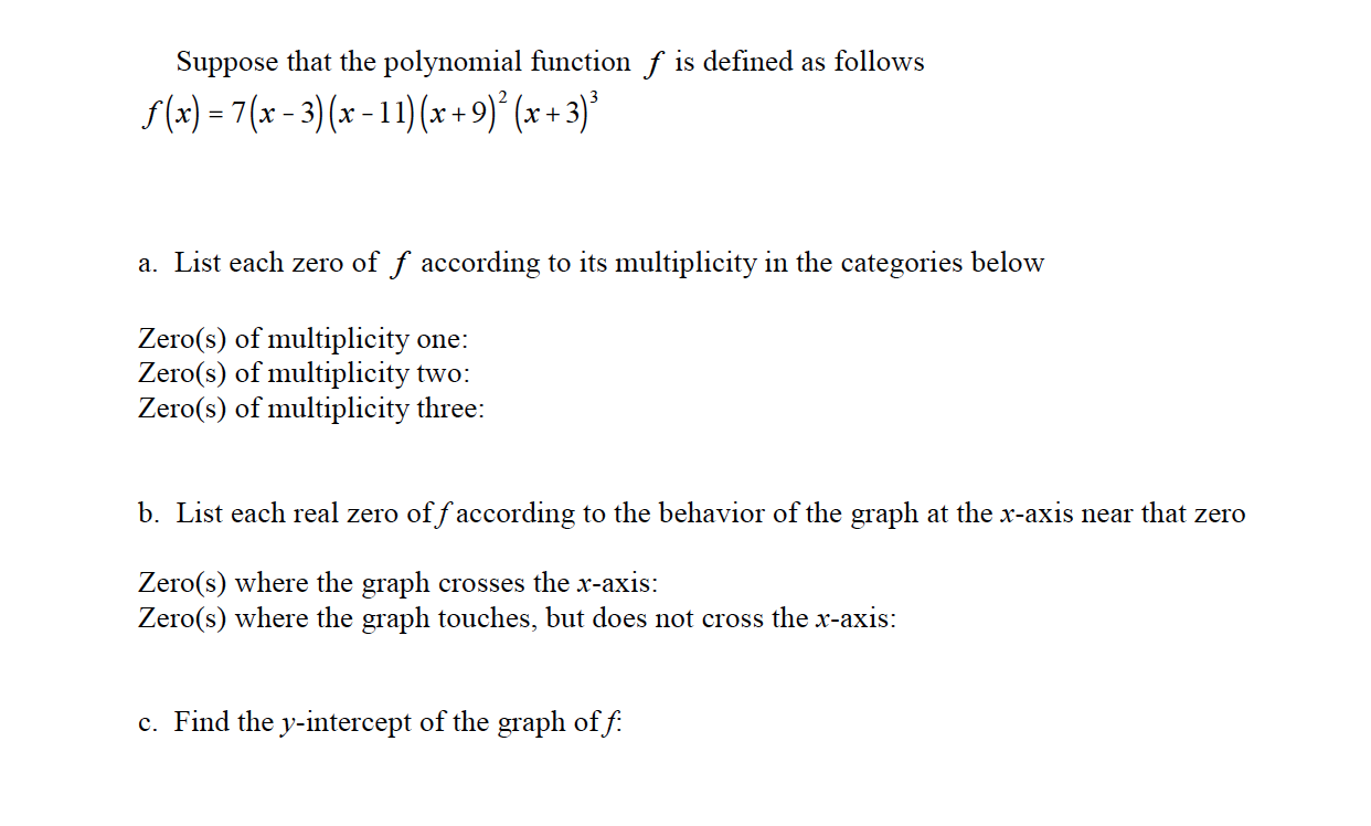Solved Suppose that the polynomial function f is defined as | Chegg.com