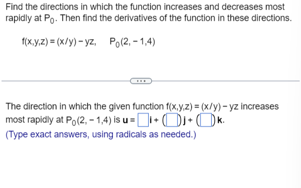 Solved Find the directions in which the function increases | Chegg.com