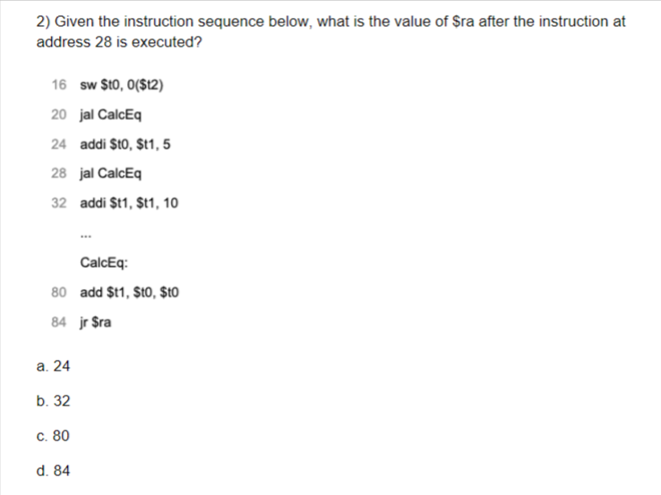 Solved 1) Given the instruction sequence below, which | Chegg.com