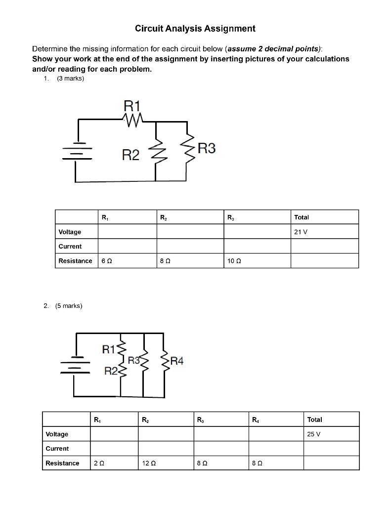 Solved Circuit Analysis Assignment Determine the missing | Chegg.com