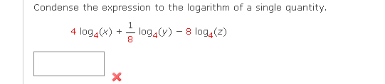Solved Condense the expression to the logarithm of a single | Chegg.com
