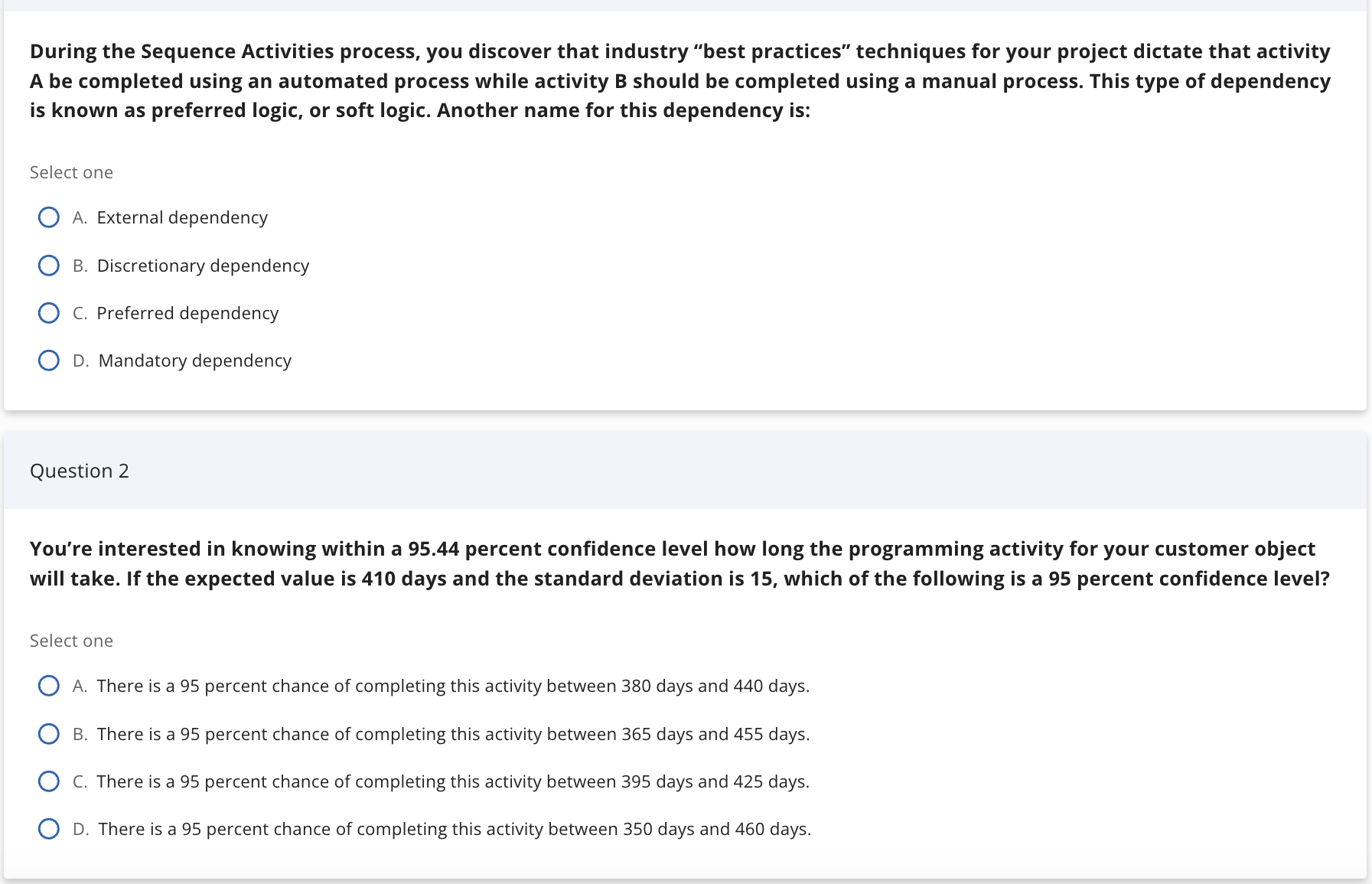 Solved During the Sequence Activities process, you discover | Chegg.com