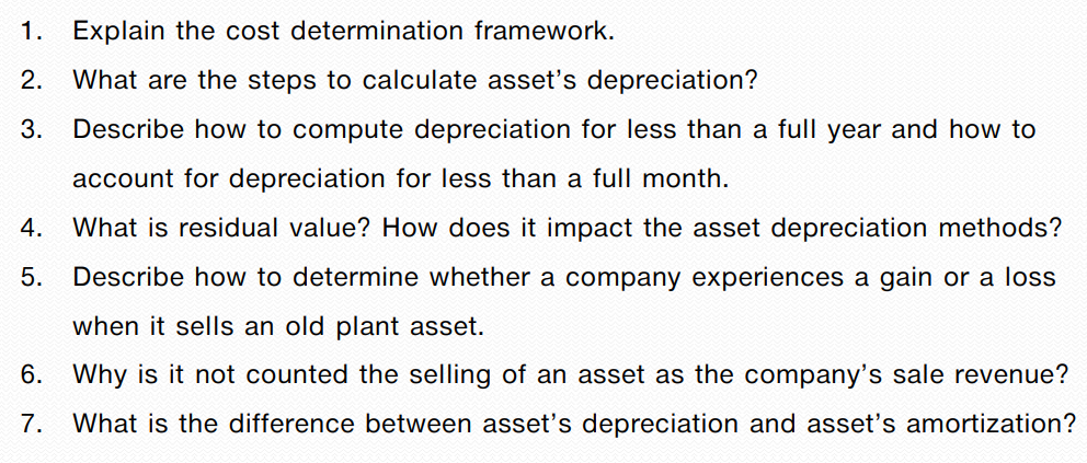 Solved 1. Explain the cost determination framework. 2. What | Chegg.com