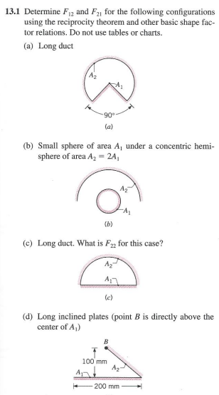 Solved 13.1 Determine F12 and F2, for the following | Chegg.com