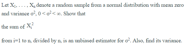 Solved Let X1,…,Xn denote a random sample from a normal | Chegg.com
