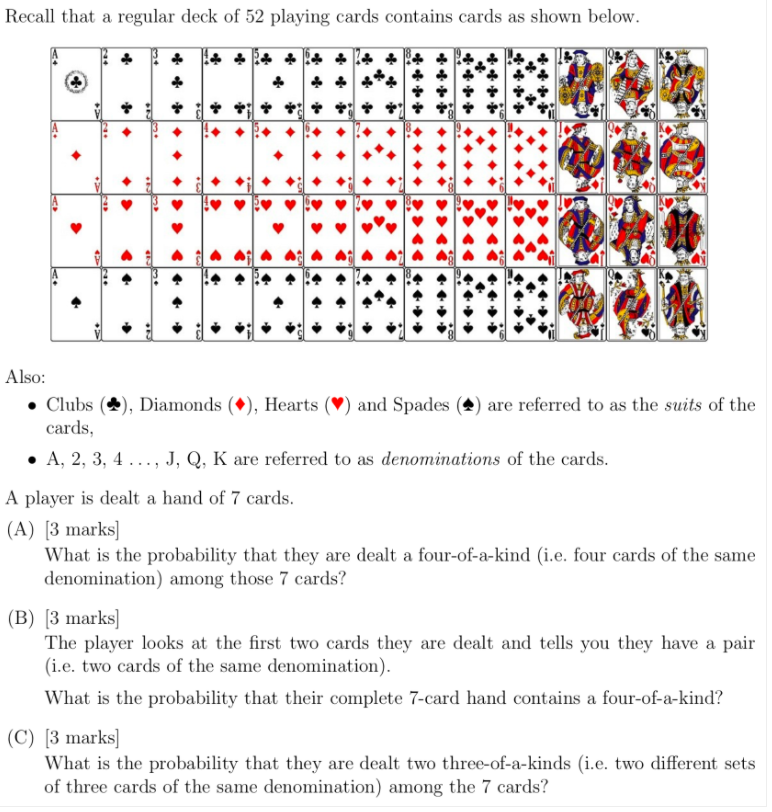 Solved Recall that a regular deck of 52 playing cards | Chegg.com