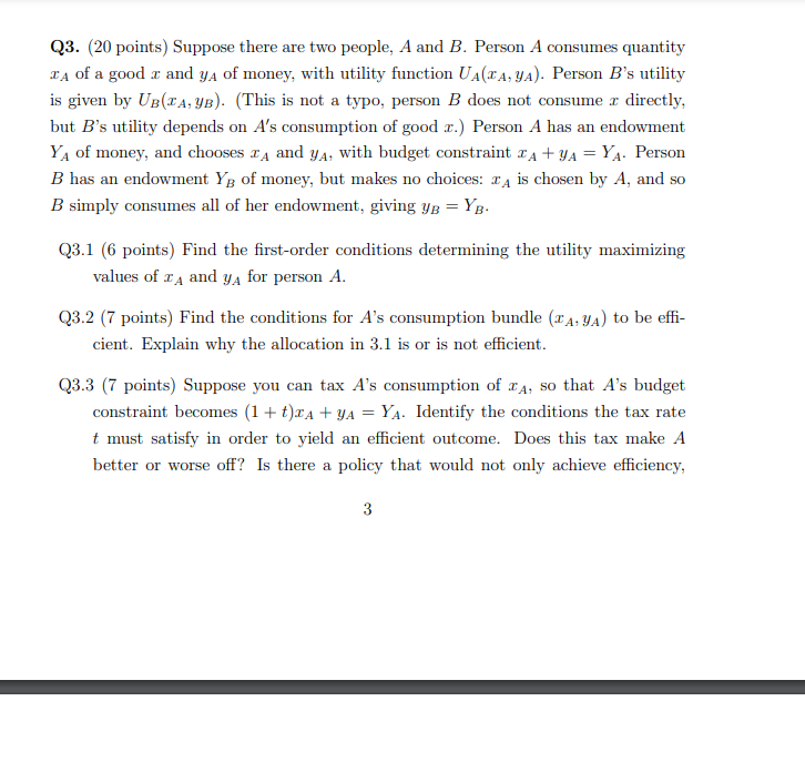 Solved Suppose there are two people, A and B. Person A | Chegg.com