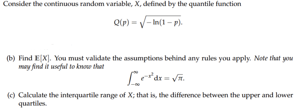 Solved Consider the continuous random variable, x, ﻿defined | Chegg.com
