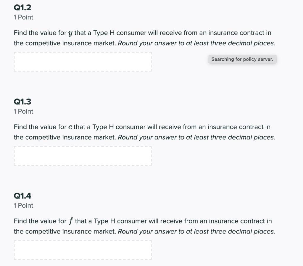 Q1 Competitive insurance market under Symmetric | Chegg.com