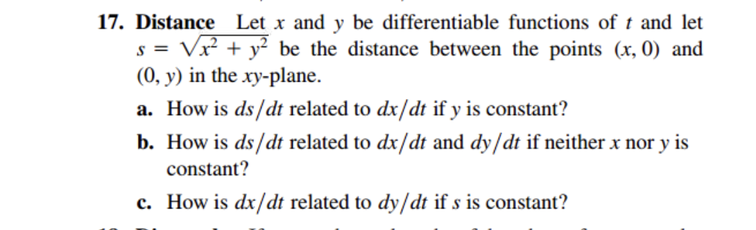 Solved 17. Distance Let x and y be differentiable functions | Chegg.com