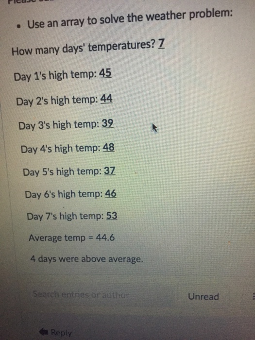 Solved Use an array to solve the weather problem: How many | Chegg.com Solved Use an array to solve the weather problem: How many | Chegg.com