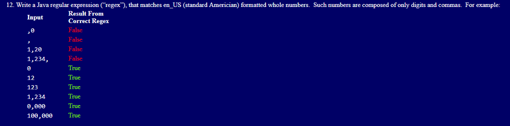 Solved 12. Write a Java regular expression ("'regex"), that | Chegg.com