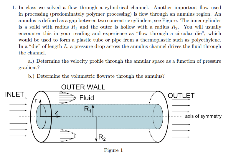 Solved 1. In class we solved a flow through a cylindrical | Chegg.com