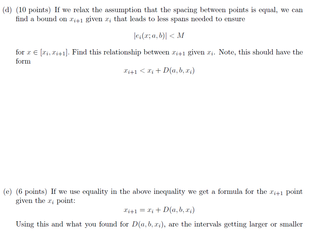 Solved b) (10 points) Find a bound, B(xi,xi+1,a,b) for each | Chegg.com Solved b) (10 points) Find a bound, B(xi,xi+1,a,b) for each | Chegg.com