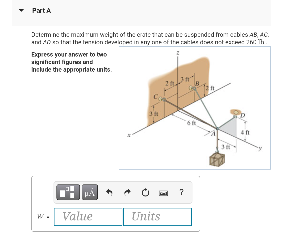 Solved Part A Determine the maximum weight of the crate that | Chegg.com